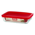 Pyrex 3-cup Rectangular Glass Food Storage Container with Red Lid ...