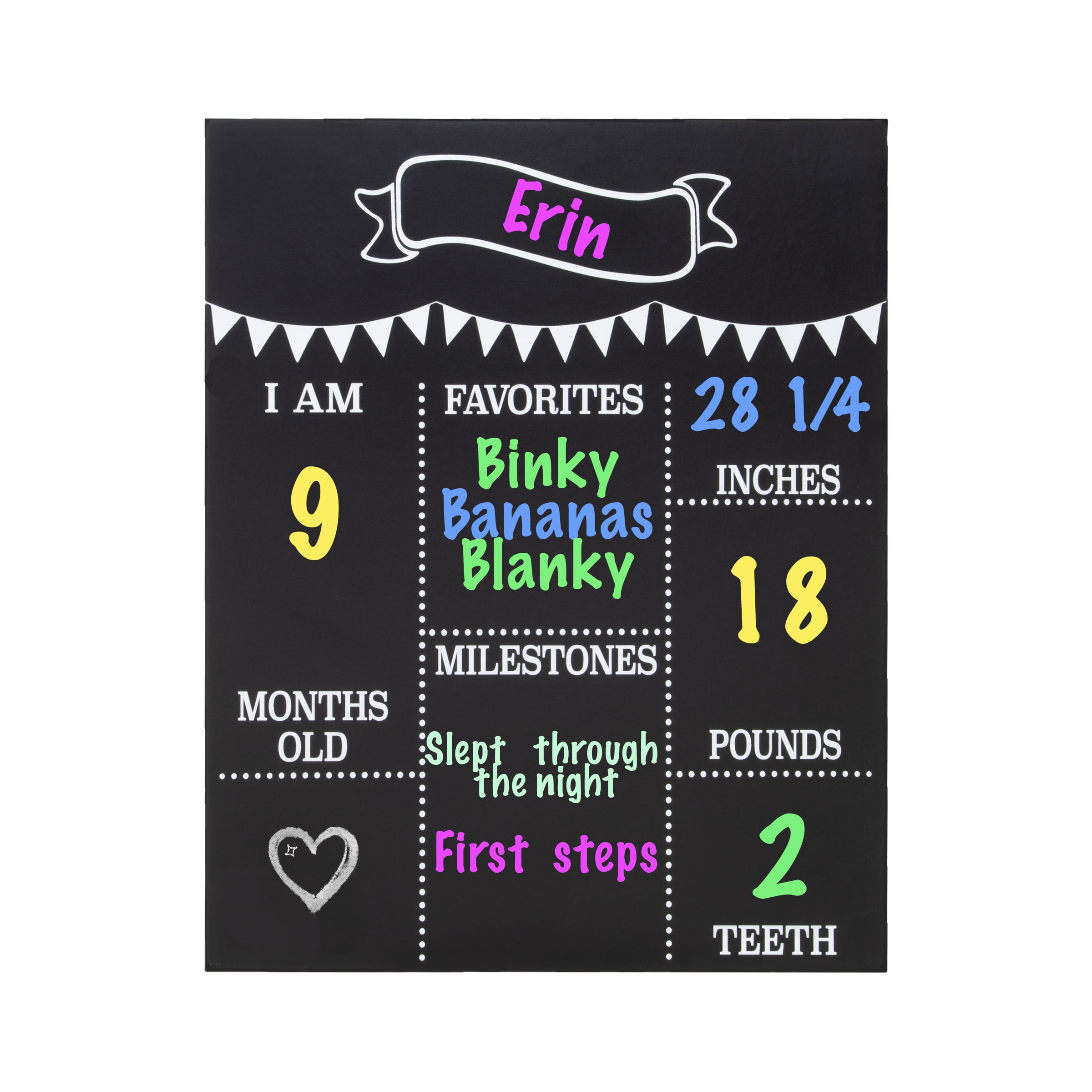 JennyGems Baby Milestone Chalkboard, Monthly Milestones for Baby Photo ...
