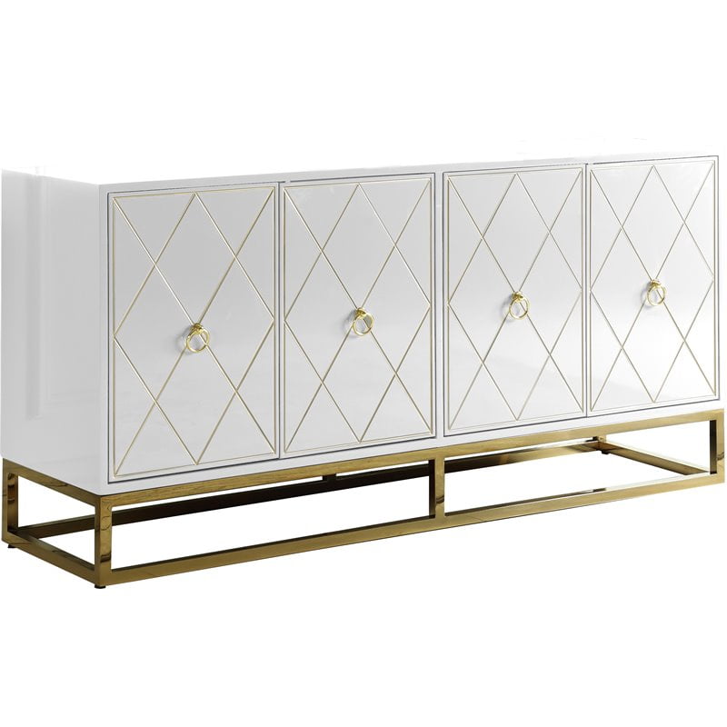 Trent Home 64" Transitional Wood Sideboard in White and Gold - Walmart.com