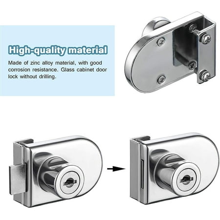 HUSERYT Glass Door Lock, 4 Pcs Cam Locks, Glass Door Cabinet Showcase ...