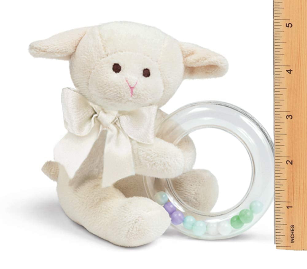 Bearington Baby Lamby Plush Stuffed Animal Cream Lamb Shaker Toy Ring ...