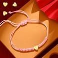 Dainty Gold Heart Love Charm Initial Bracelet Black Pink Red String ...