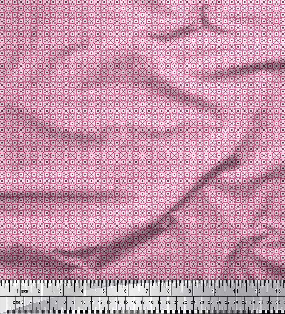 Soimoi Cotton Duck Fabric Geometric Small Print Fabric by Yard 42 Inch ...