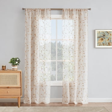Fragrantex Watercolor Floral Sheer Curtains for Living Room 84 Inch ...