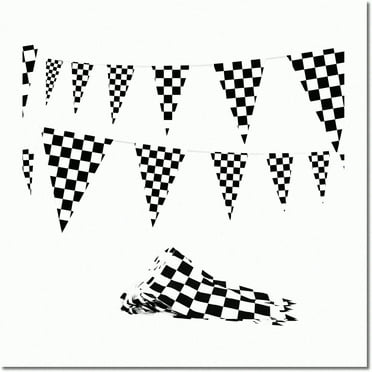 12 Pcs 8"x5.5" Checkered Black and White Racing Stick Flag - Plastic ...