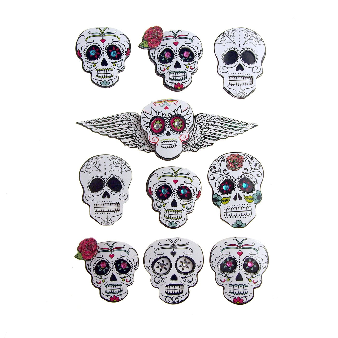 Sugar Skull 3D Handmade Stickers, 10-Count - Walmart.com