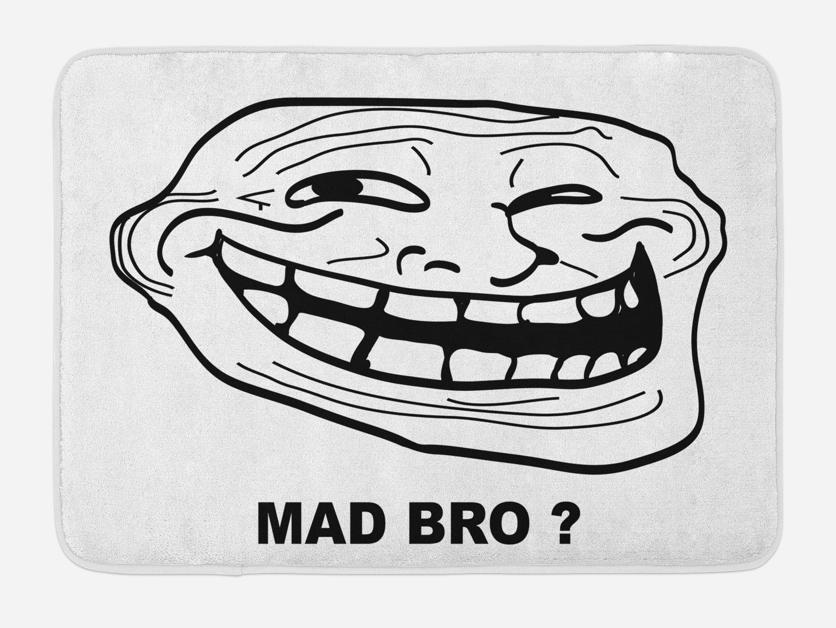 Humor Bath Mat, Cartoon Style Troll Face Guy for Annoying Popular ...