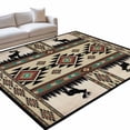 Area Rugs 4x6,Ethnic Abstract Square Triangle on Brown Non Slip ...