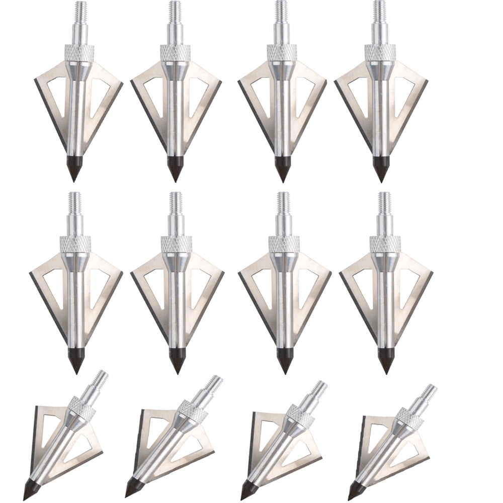 AMEYXGS 12pcs Hunting Broadheads Stainless Steel 3-Blade 100 Grain ...