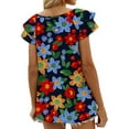 Mengpipi Womens Tops Summer Double Ruffle Short Sleeve V Neck Casual