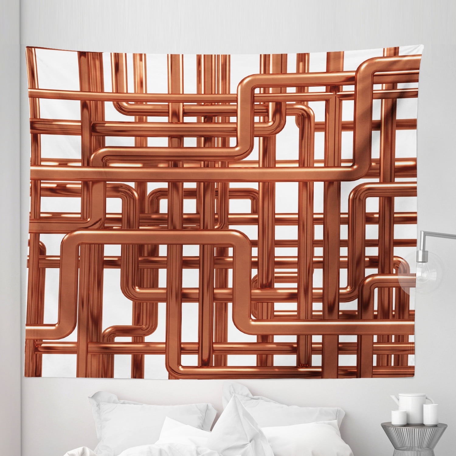 Industrial Tapestry, Knot Complex Design with Entangled Lines Hardware ...
