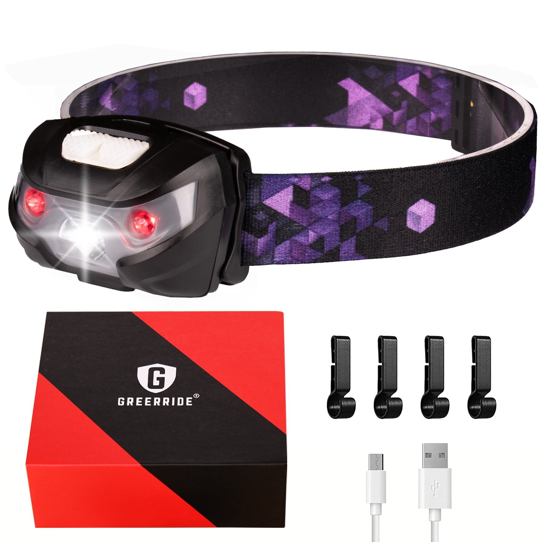 Greerride Headlamp Rechargeable Headlight LED, Head Lamp Lights for ...