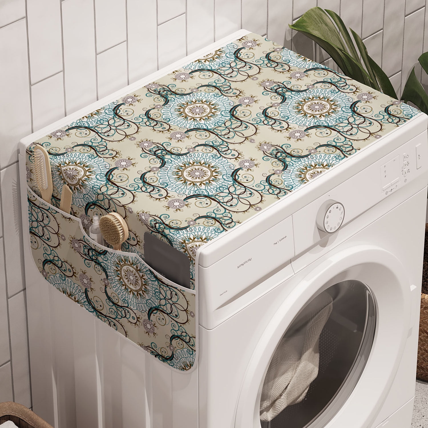 Victorian Washing Machine Organizer, Floral Old Fashioned Scroll with ...
