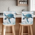 Sea Turtle Blue Chair Back Covers, Coastal Ocean Seaweed Wooden Grain ...