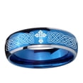 Celtic Cross 8MM Polished Blue 2 Tone Dome Tungsten Men Ring - Walmart.com