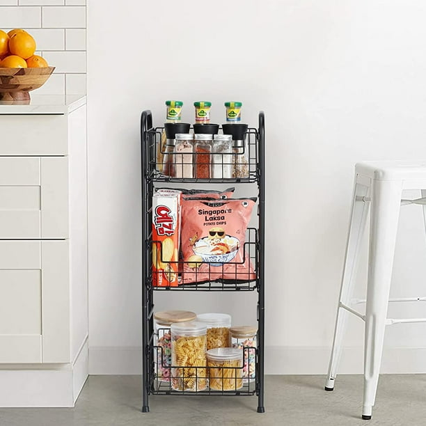 3-Tier Steel Organizer Shelf Rack - Metal Storage Shelving Furniture ...