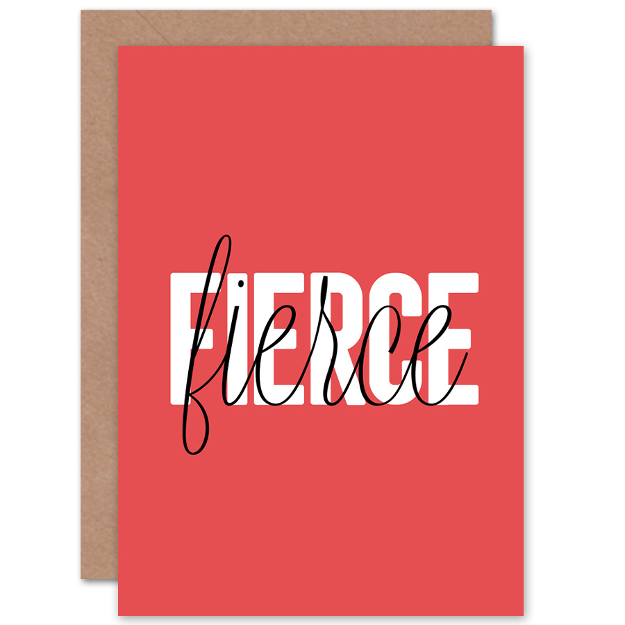 Solid Simple Words Fierce Greetings Card Plus Envelope Blank inside ...