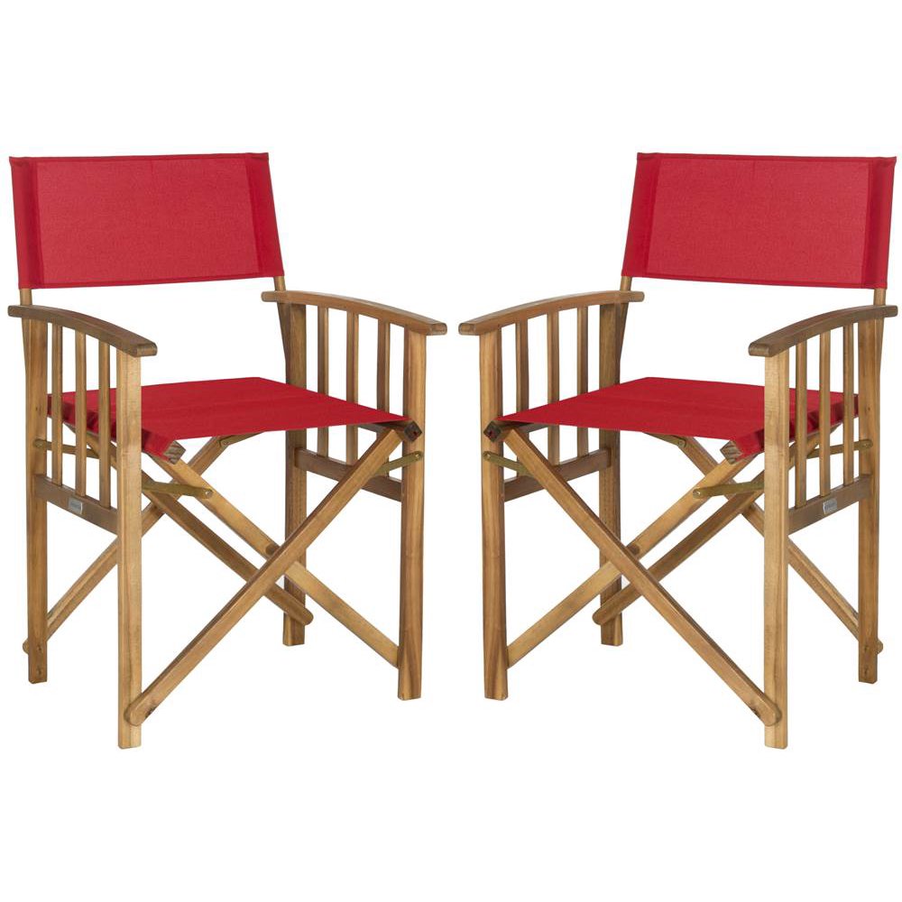 Safavieh Laguna Outdoor Patio Director Chair, Set of 2 - Natural/Red ...