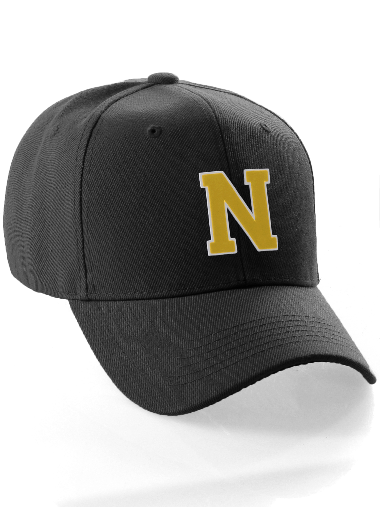 Classic Baseball Hat Custom A To Z Initial Team Letter Black Cap White Classic Baseball Hat Custom A To Z Initial Team Letter Black Cap White