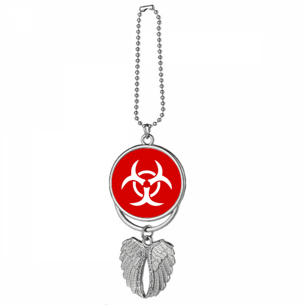 Infection Red Square Warning Mark Silver Wing Car Pendant Decoration ...