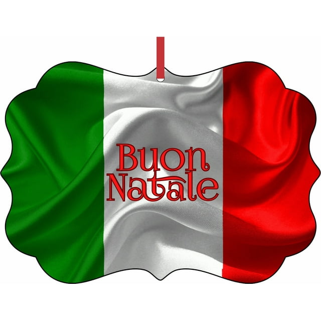 Flag Italy Buon Natale Double Sided Elegant Aluminum Glossy Christmas ...