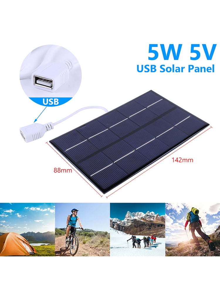 USB Solar Panel Outdoor 5W 5V Polysilicon + Epoxy Travel DIY Solar ...