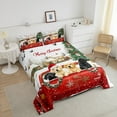 Cute Dogs Red Truck Down Comforter Queen Xmas Tree Snowflake Cabin ...