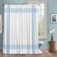 Blue Striped Shower Curtain Set with Hooks, Simple Stripes White ...