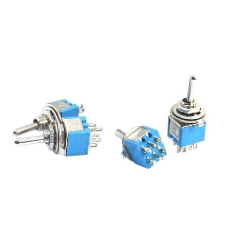 5mm Panel Mount ON/ON DPDT Self Locking Toggle Switch AC 125V 3A Blue ...