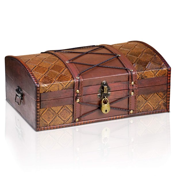 Brynnberg Pirate Treasure Chest Storage Box, Vintage Wooden Chest Box ...