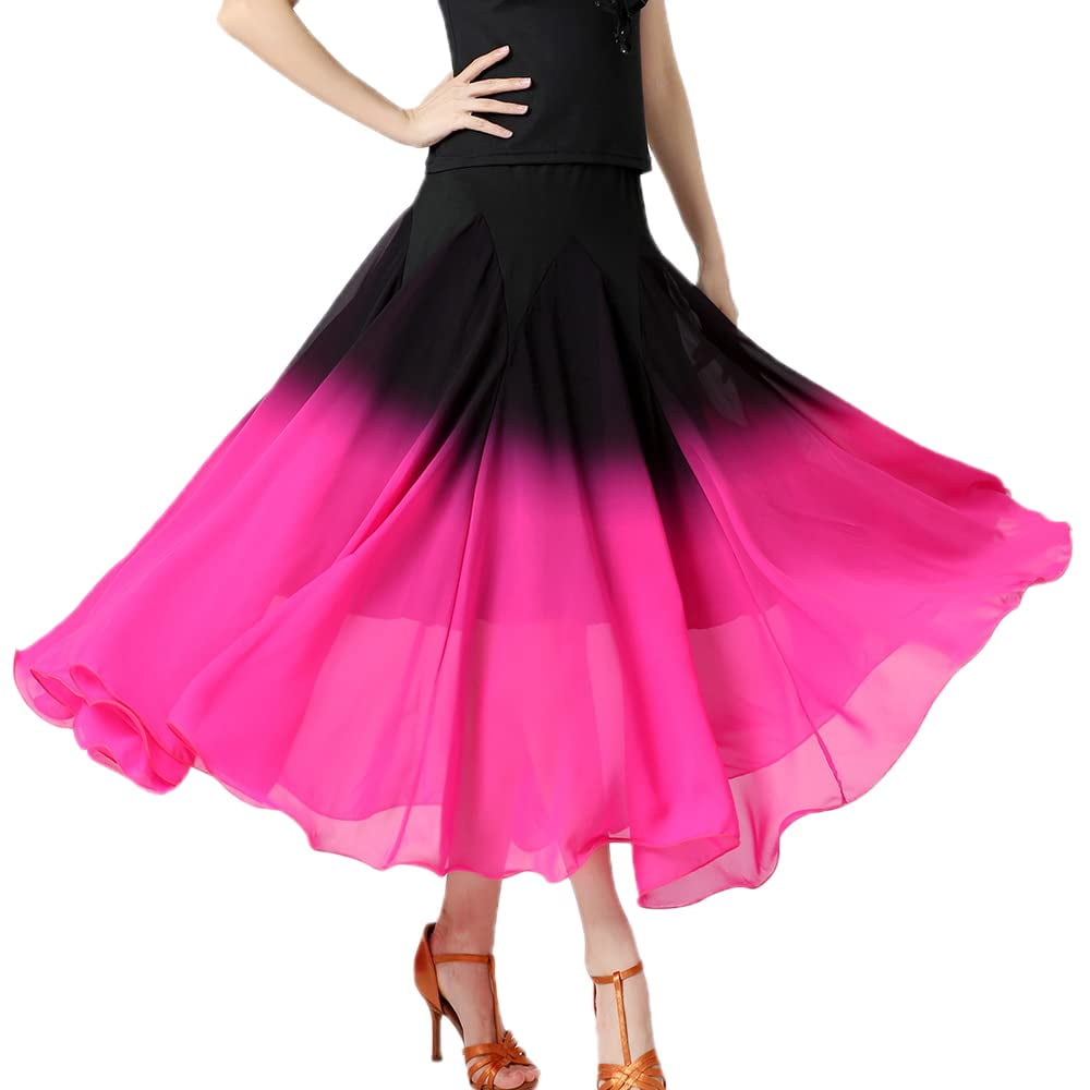 YM YOUMU Women Chiffon Dance Skirt Gradient Color Swing Dancewear for ...