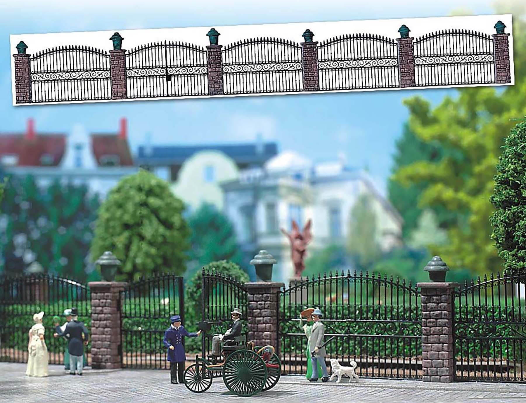 Busch HO Scale Wrought Iron Fence with Brick Posts (Kit, Makes about 25 ...