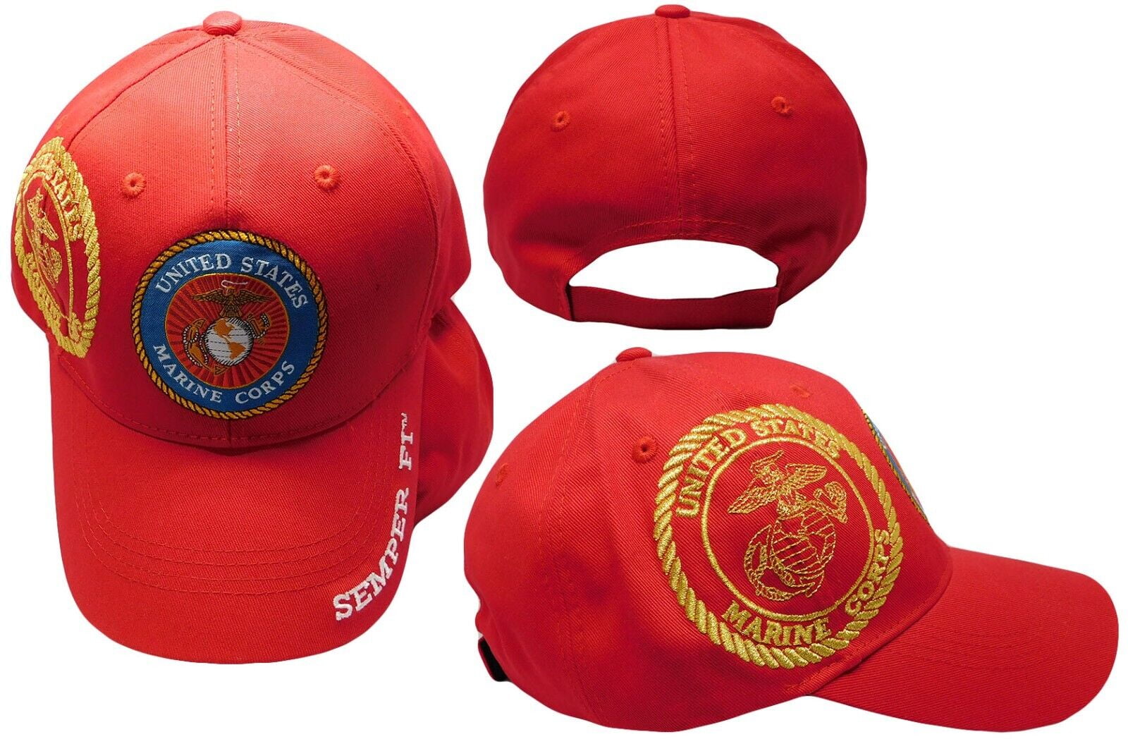 Ant Enterprises US Marine Corps Emblem Shadow Semper Fi Red Cap Hat ...