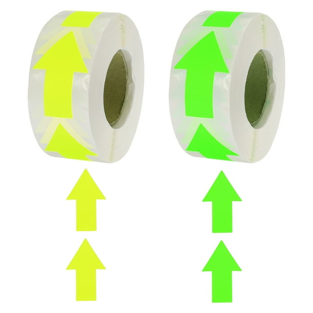 Arrow Sticker Labels 2Pcs 500 Count/Roll 1.3x2 Inch Fluorescent Yellow ...