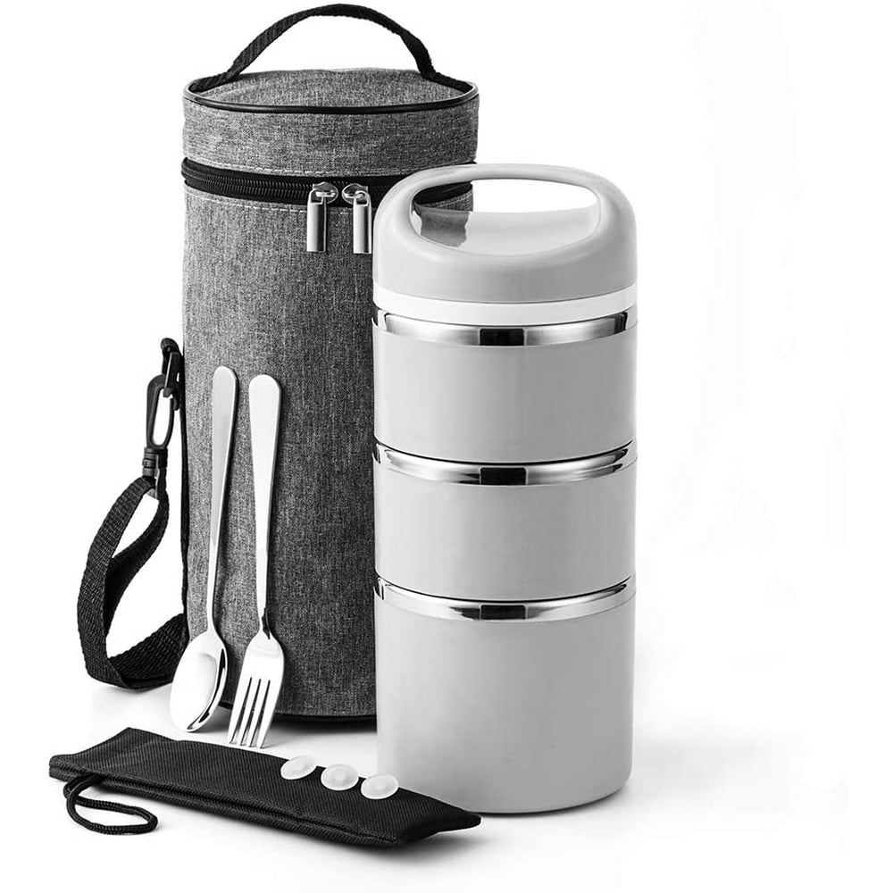 Lille Home Stackable Stainless Steel Thermal Compartment Lunch/Snack ...