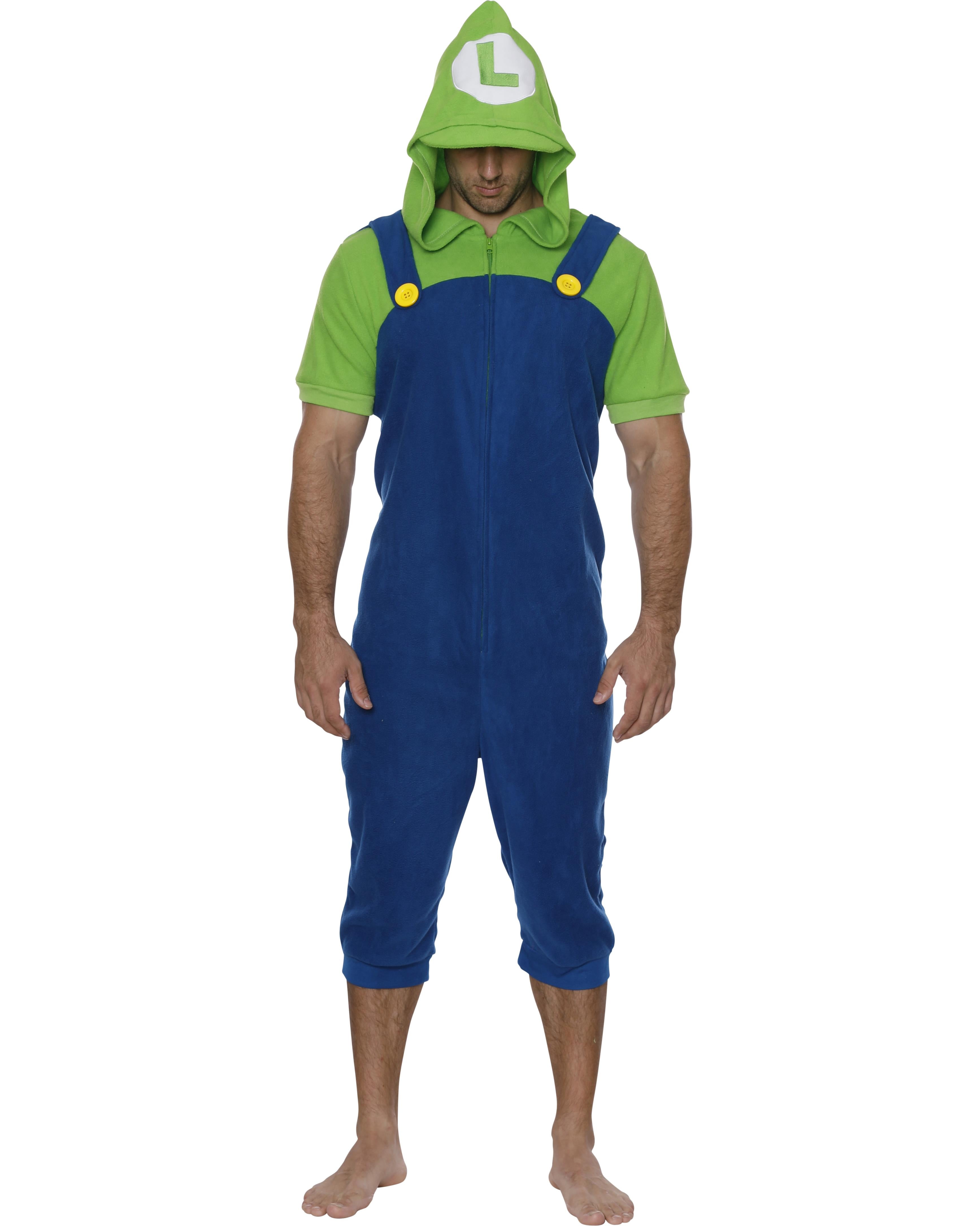 Nintendo Mens Union Suit Super Mario Pajama Loungewear, Luigi Onesie ...