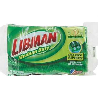 Libman Easy Rinse Sponge, Light Duty, 3-Pack, Grooved Scrubbing Surface ...