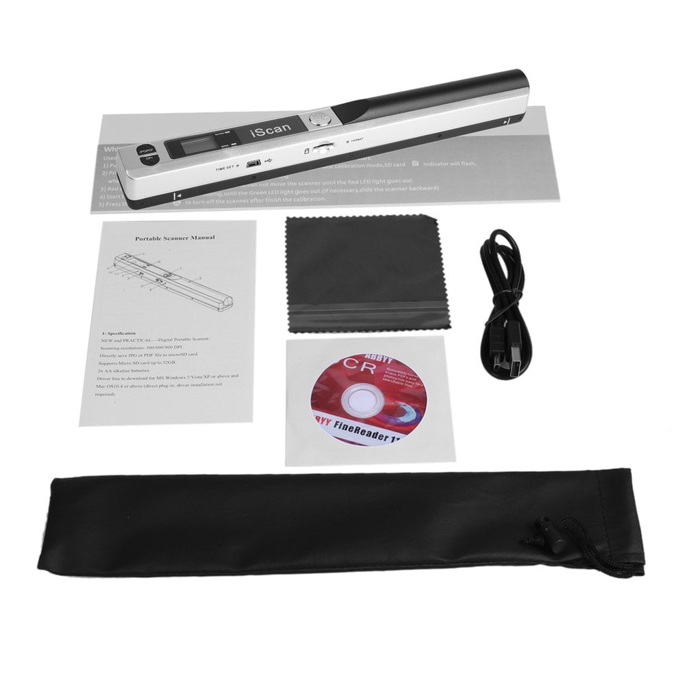 Portable Handheld Mobile Document Scanner Pen Style 900DPI USB 2.0 LCD ...
