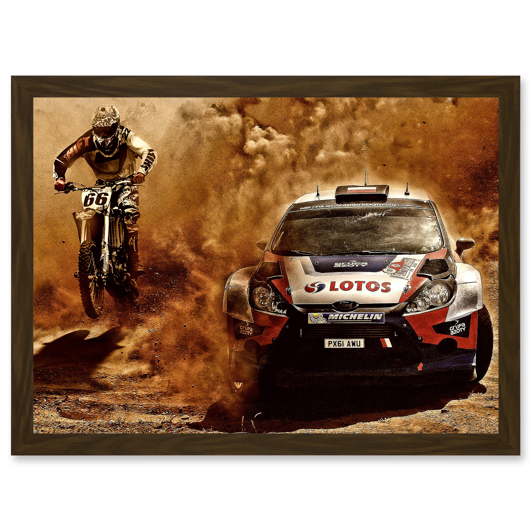 Photograph Sport Motocross Bike Rally Car Dirt Race A4 Artwork Framed ...