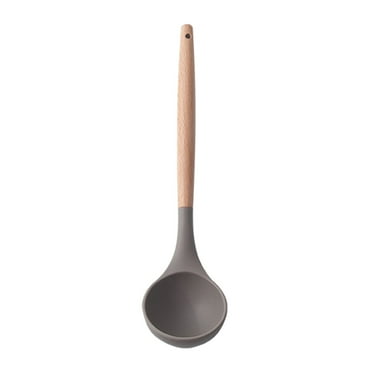 Thyme and Table Silicone 13" Beechwood Handle Black Kitchen Ladle ...