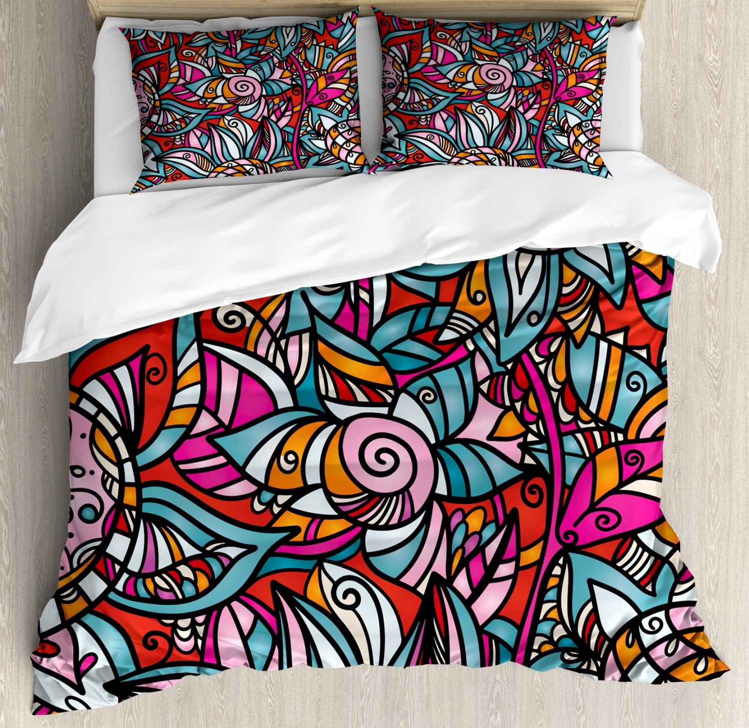 Urban Graffiti Queen Size Duvet Cover Set, Abstract Graffiti of Shaded ...