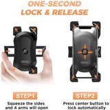 Universal Secure Lock 4-6.5 inch phone Size Bike/Motorcycle Phone Mount ...
