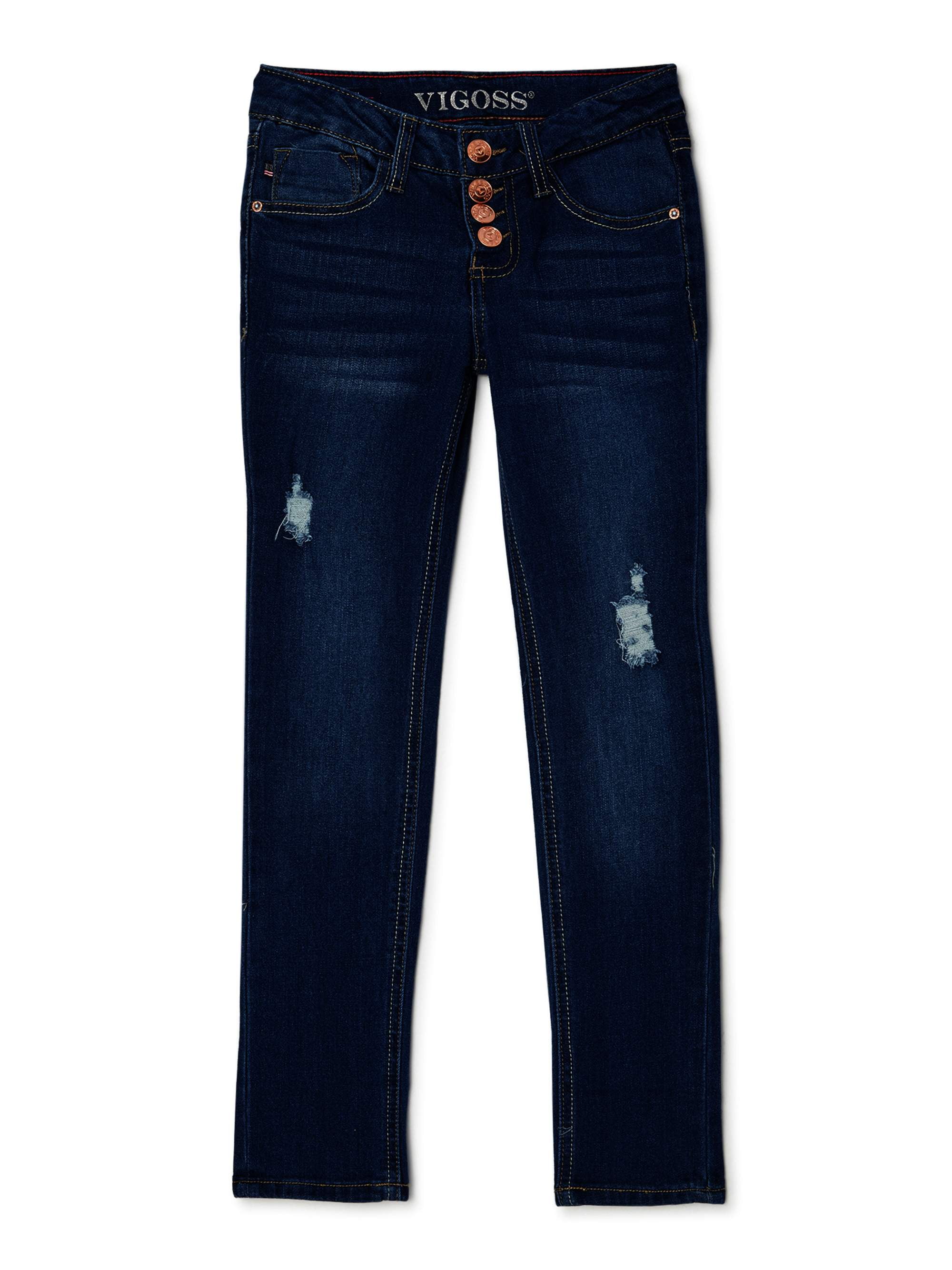 Vigoss Girls Colored Button Roll Cuff Convertible Jeans, Sizes 7-14 ...