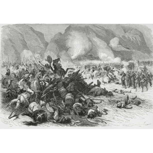 The Battle On Mount Fahla, Abyssinia Between British Troops Under The ...