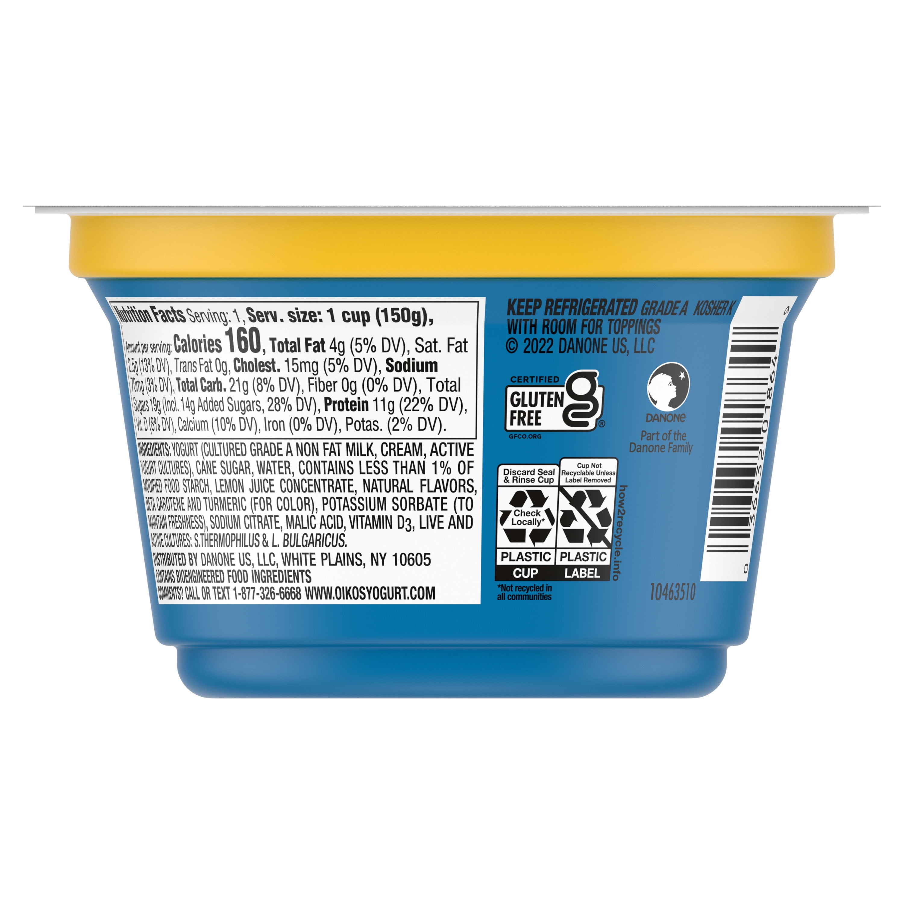 Buy Oikos Whole Milk Lemon Meringue Greek Yogurt, 5.3 Oz Online at ...