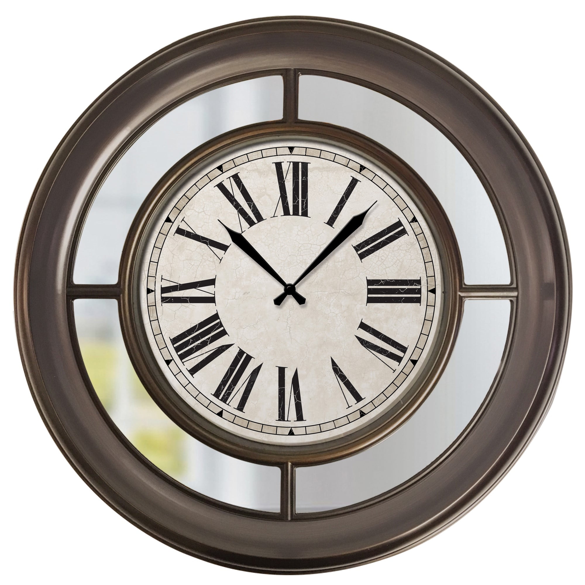 Westclox 22" Wall Clock With Mirror- Traditional Finish - Walmart.com