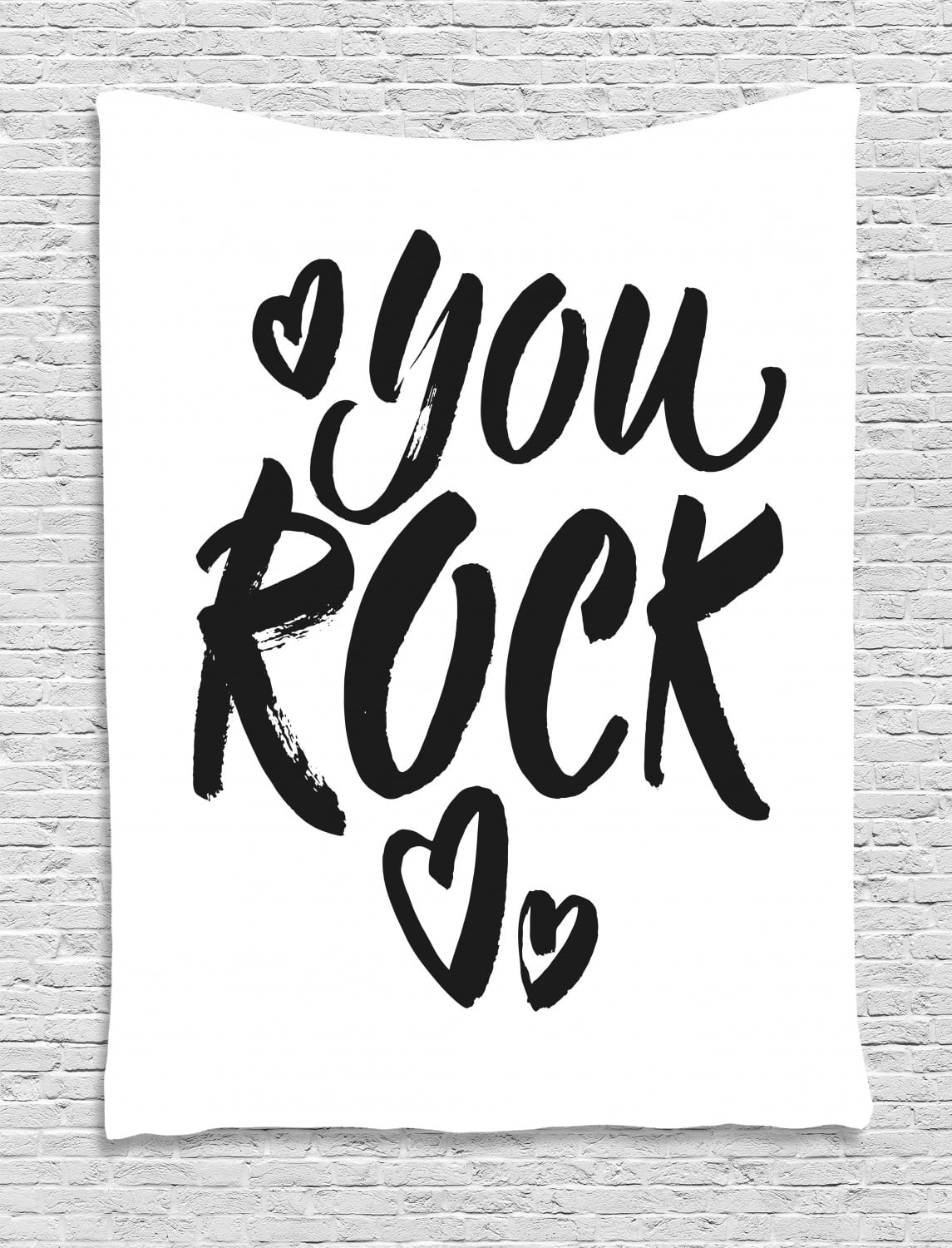 You Rock Tapestry, Simple Monochrome Cursive Lettering with Heart ...