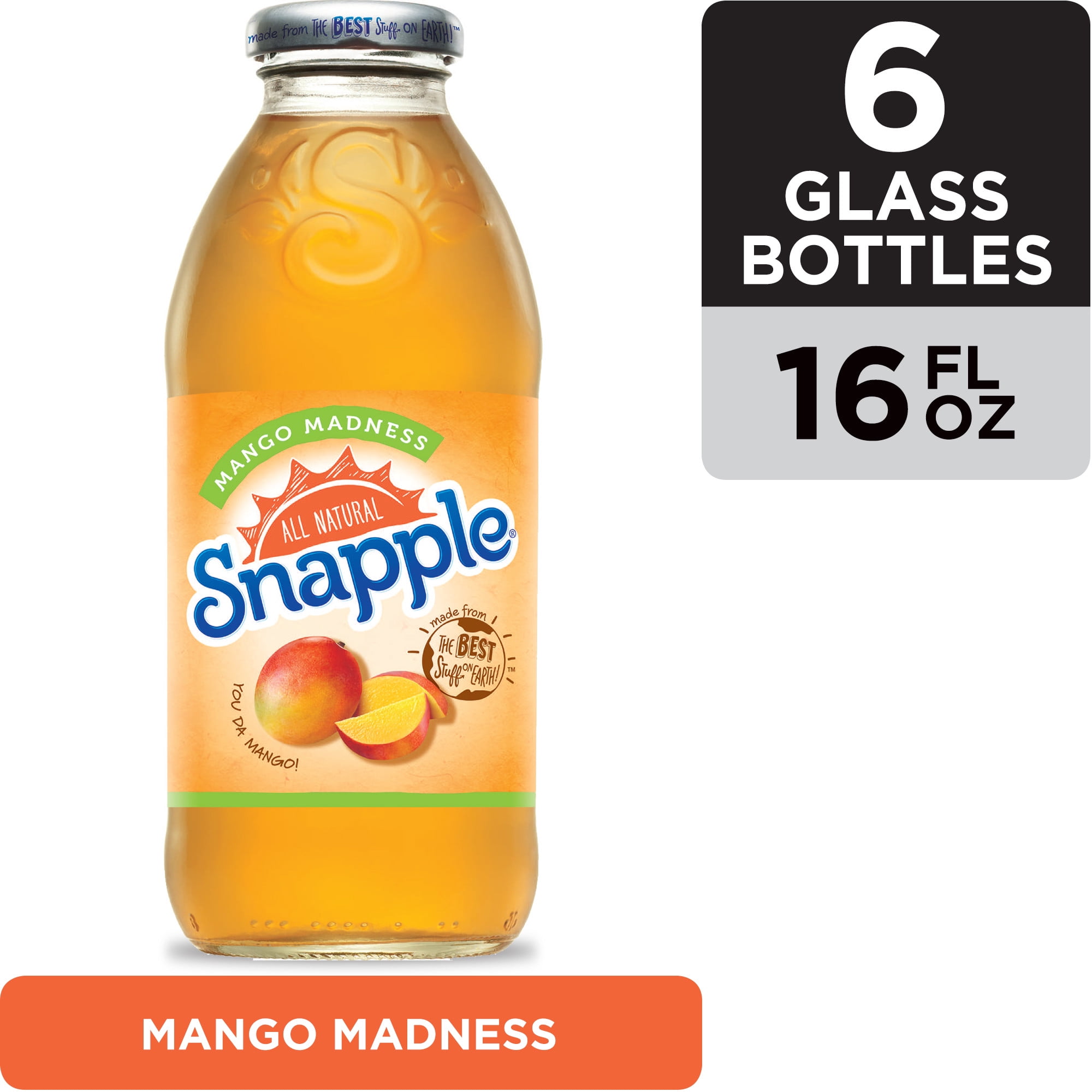 Snapple Mango Madness, 16 fl oz glass bottles, 6 pack - Walmart.com