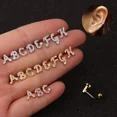 1Pair Women Single Letter Stud Earring for Women Fashion Jewelry Korean ...