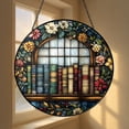 Book and Flower Glass Suncatcher for Window Decor, Artistic Reading ...